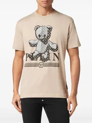 Philipp Plein Teddy Bear Cotton T-shirt - Neutrals