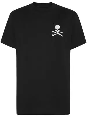 Philipp Plein Skull-embroidery Cotton T-shirt - Black