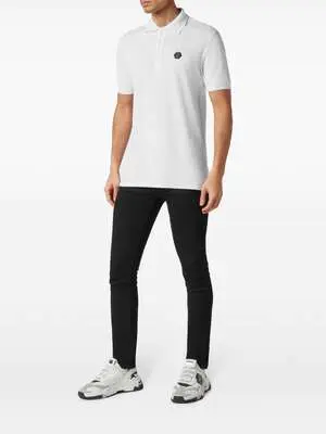 Philipp Plein Skull-print Cotton Polo Shirt - White