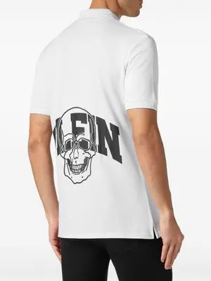 Philipp Plein Skull-print Cotton Polo Shirt - White