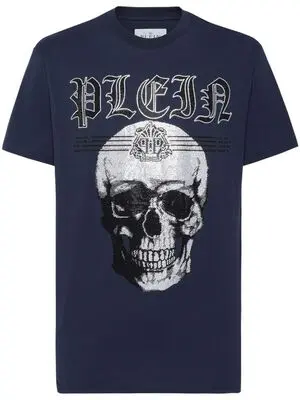 Philipp Plein Skull Logo-print Cotton T-shirt - Blue