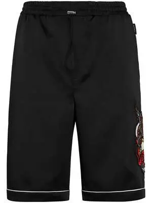 Philipp Plein Tattoo-print Satin Shorts
