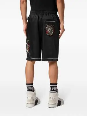 Philipp Plein Tattoo-print Satin Shorts