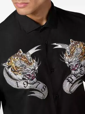 Philipp Plein Tiger-print Embellished Shirt