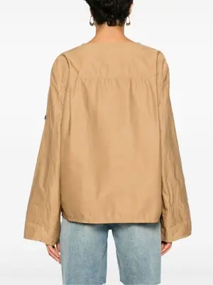 Saint Laurent Henley Twill-weave Blouse - Neutrals
