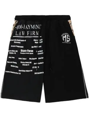 MARINE SERRE Text-print Track Shorts - Black