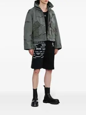 MARINE SERRE Text-print Track Shorts - Black