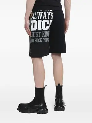 MARINE SERRE Text-print Track Shorts - Black
