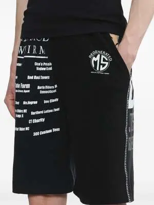MARINE SERRE Text-print Track Shorts - Black