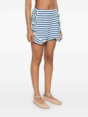 IOANA CIOLACU Striped Ruffled Shorts - White