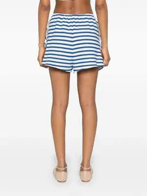 IOANA CIOLACU Striped Ruffled Shorts - White