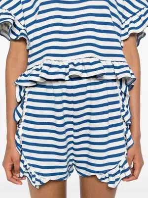 IOANA CIOLACU Striped Ruffled Shorts - White