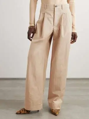 Wardrobe.NYC Pleated Cotton-blend Drill Wide-leg Pants