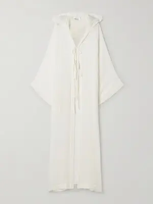Lisa Marie Fernandez Hooded Linen-blend Gauze Coverup - White