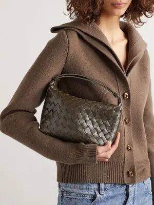 Bottega Veneta Wallace Mini Intrecciato Leather Shoulder Bag - Green