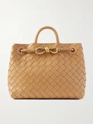 Bottega Veneta Andiamo Small Embellished Intrecciato Leather Shoulder Bag - Brown