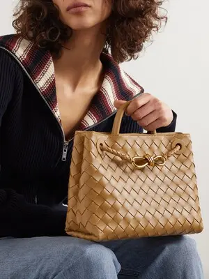 Bottega Veneta Andiamo Small Embellished Intrecciato Leather Shoulder Bag - Brown