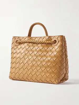 Bottega Veneta Andiamo Small Embellished Intrecciato Leather Shoulder Bag - Brown