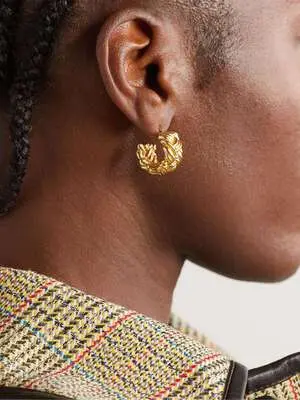 Bottega Veneta Intrecciato -plated Hoop Earrings - Gold