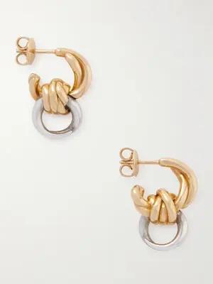 Bottega Veneta Plated Silver Hoop Earrings - Gold