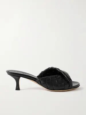 Bottega Veneta Blink Intrecciato Leather Mules - Black
