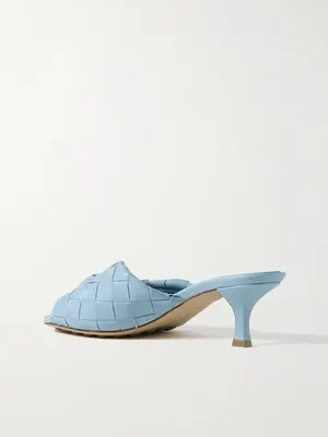 Bottega Veneta Blink Intrecciato Leather Mules - Blue