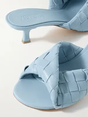 Bottega Veneta Blink Intrecciato Leather Mules - Blue