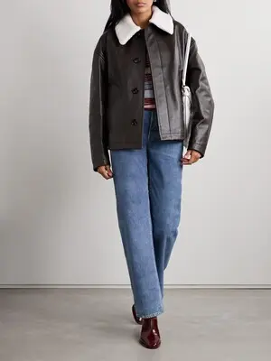 Bottega Veneta Shearling-trimmed Leather Jacket