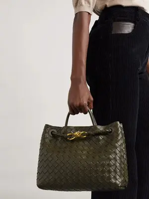 Bottega Veneta Andiamo Medium Embellished Intrecciato Leather Shoulder Bag - Green