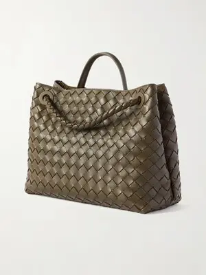 Bottega Veneta Andiamo Medium Embellished Intrecciato Leather Shoulder Bag - Green
