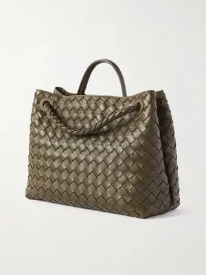 Bottega Veneta Andiamo Medium Embellished Intrecciato Leather Shoulder Bag - Green
