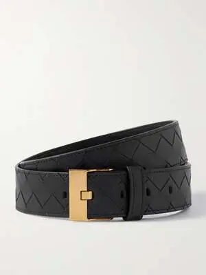 Bottega Veneta Intrecciato Leather Belt - Black
