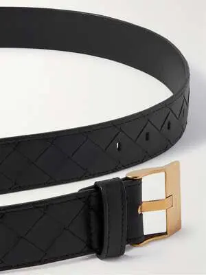 Bottega Veneta Intrecciato Leather Belt - Black