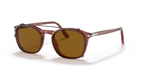 Persol Metal Clip-on Sunglasses - Polar Brown