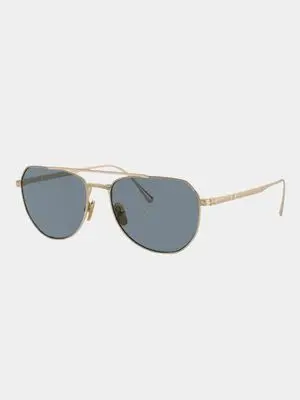 Persol Persol Titanium Pilot Sunglasses Light Blue