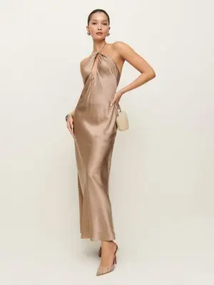 Reformation Yesenia Silk Maxi Dress In Macadamia - 50% Off | Editorialist
