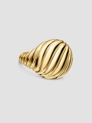 David Yurman Sculpted Cable Pinky Ring In 18k Yellow 13mm - Gold