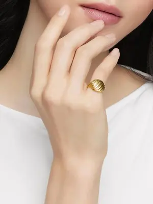 David Yurman Sculpted Cable Pinky Ring In 18k Yellow 13mm