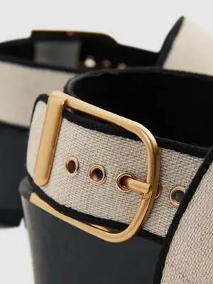 REISS Samantha Strappy Chunky Canvas Sandals