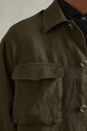 REISS Viera Linen Overshirt