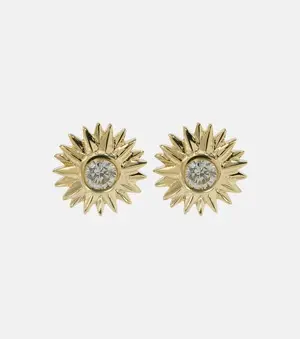 SYDNEY EVAN Sunburst 14kt Yellow Gold Stud Earrings With Diamonds