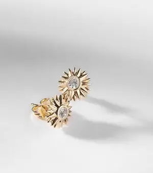 SYDNEY EVAN Sunburst 14kt Yellow Stud Earrings With Diamonds