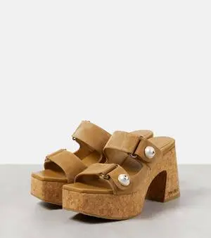 JIMMY CHOO Fayence 95 Platform Mules - Beige