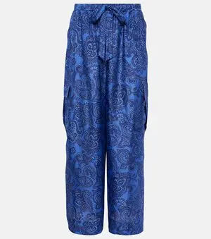 Zimmermann Ottie Paisley Silk Habotai Pants - Blue