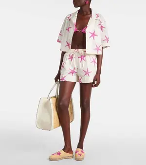 Valentino Garavani Starfish Print Cotton Poplin Shorts