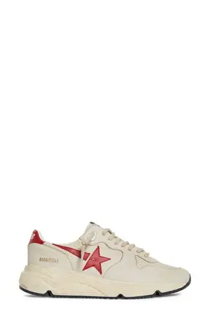 GOLDEN GOOSE Running Sole Leather Sneakers - Grey/red