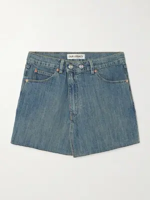 Our Legacy Cover Frayed Denim Mini Skirt - Blue