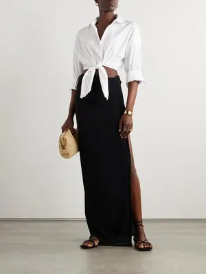Staud Lisa Knotted Cotton Poplin Shirt