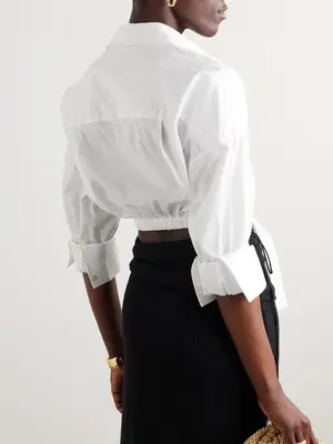 Staud Lisa Knotted Cotton Poplin Shirt