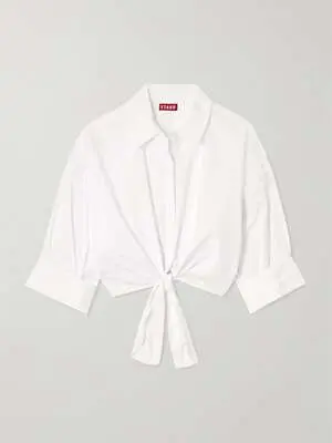Staud Lisa Knotted Cotton Poplin Shirt